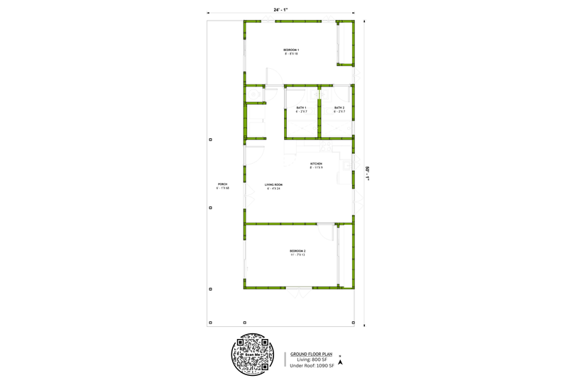 Adobe / Southwestern Style House Plan - 2 Beds 2 Baths 800 Sq/Ft Plan ...