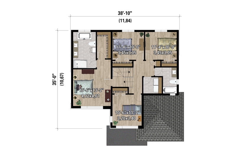 Contemporary Style House Plan - 4 Beds 2.5 Baths 1970 Sq/Ft Plan #25-5006 - Blueprints.com