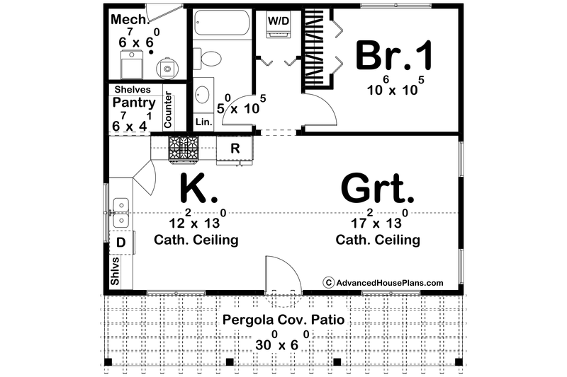 Adobe / Southwestern Style House Plan - 1 Beds 1 Baths 690 Sq/Ft Plan ...