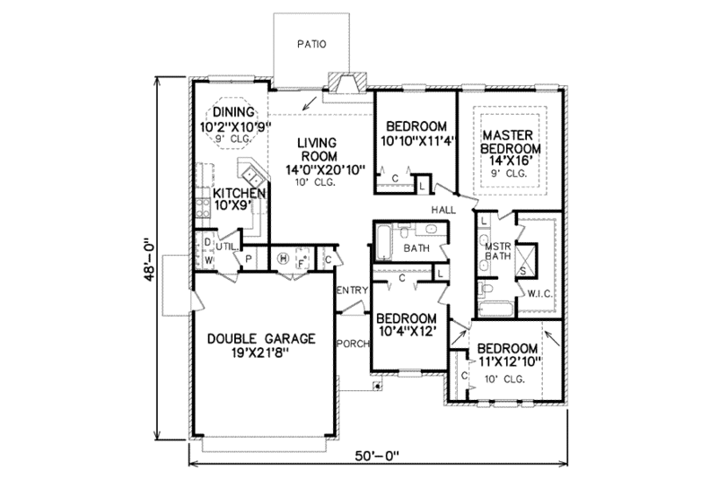 Traditional Style House Plan - 4 Beds 2 Baths 1665 Sq/Ft Plan #65-233 ...