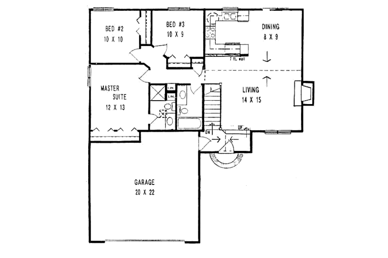 Traditional Style House Plan - 3 Beds 2 Baths 1024 Sq/Ft Plan #58-102 ...