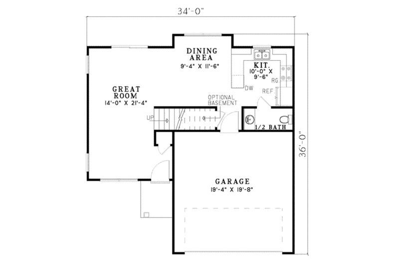 Traditional Style House Plan - 3 Beds 2.5 Baths 1286 Sq/Ft Plan #17-427 ...