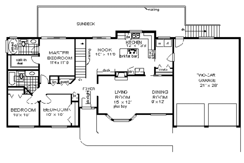 Ranch Style House Plan - 3 Beds 2 Baths 1480 Sq/Ft Plan #18-156 ...