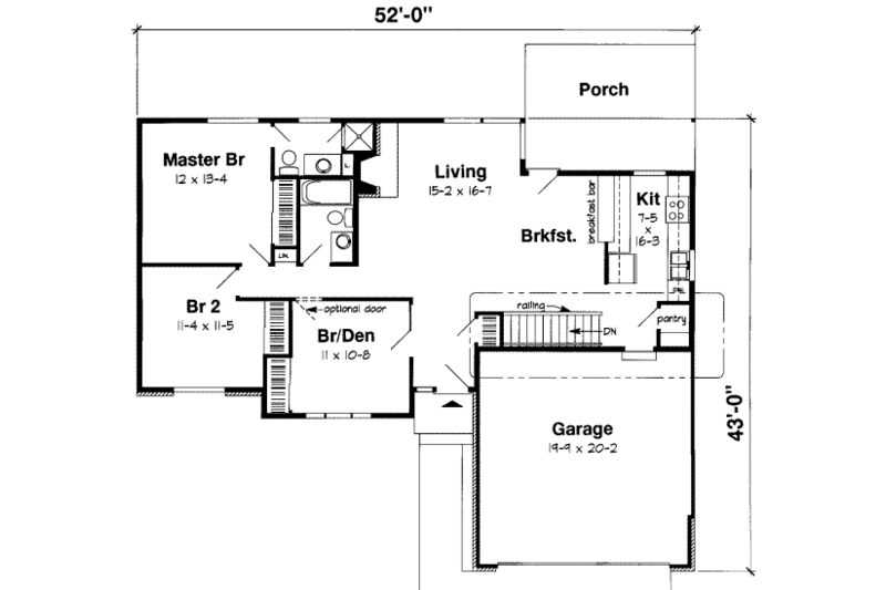 Ranch Style House Plan - 3 Beds 2 Baths 1235 Sq/Ft Plan #312-378 ...