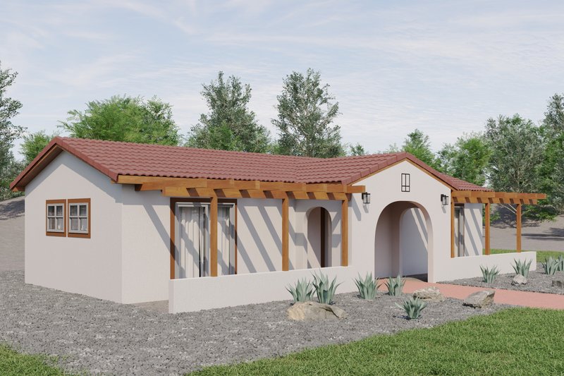 Mediterranean Style House Plan - 2 Beds 1 Baths 749 Sq/Ft Plan #1106-27 ...