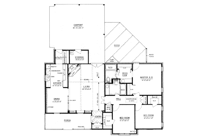 Country Style House Plan - 3 Beds 2 Baths 1400 Sq/Ft Plan #36-269 ...