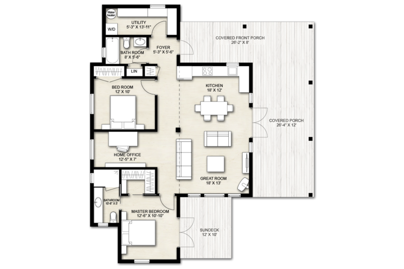 Cabin Style House Plan - 2 Beds 2 Baths 1200 Sq/Ft Plan #924-14 ...