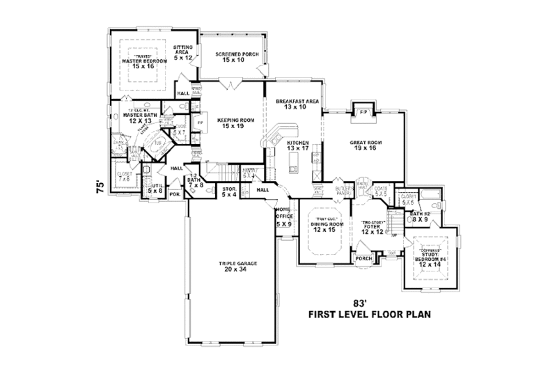 European Style House Plan - 4 Beds 4.5 Baths 4098 Sq/Ft Plan #81-13840 ...