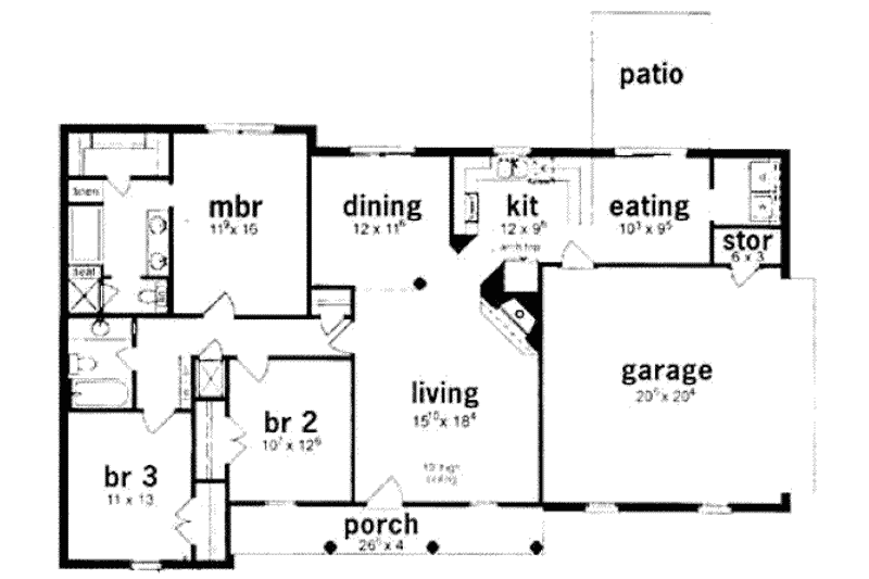 House Plan - 3 Beds 2 Baths 1504 Sq/Ft Plan #36-324 - Houseplans.com