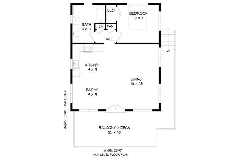 Modern Style House Plan - 1 Beds 1 Baths 750 Sq/Ft Plan #932-343 ...