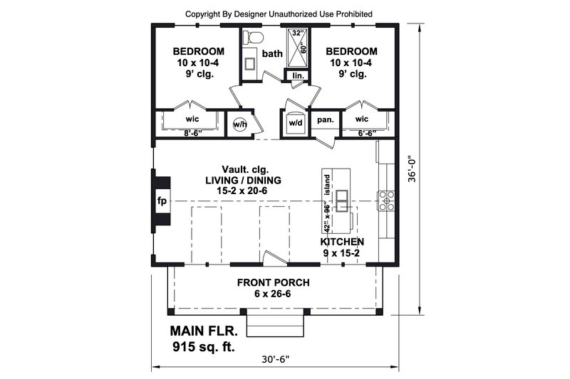 Craftsman Style House Plan - 2 Beds 1 Baths 915 Sq/Ft Plan #51-1439 ...