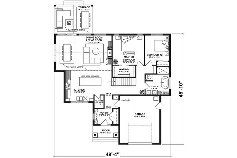 Farmhouse Style House Plan - 2 Beds 1 Baths 1379 Sq/Ft Plan #23-2854 ...