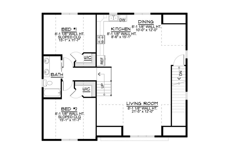 Country Style House Plan - 2 Beds 2 Baths 1407 Sq/Ft Plan #1064-274 ...