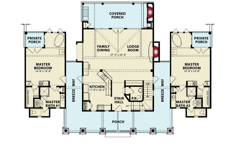 Ranch Style House Plan - 2 Beds 2.5 Baths 1873 Sq/Ft Plan #54-589 ...
