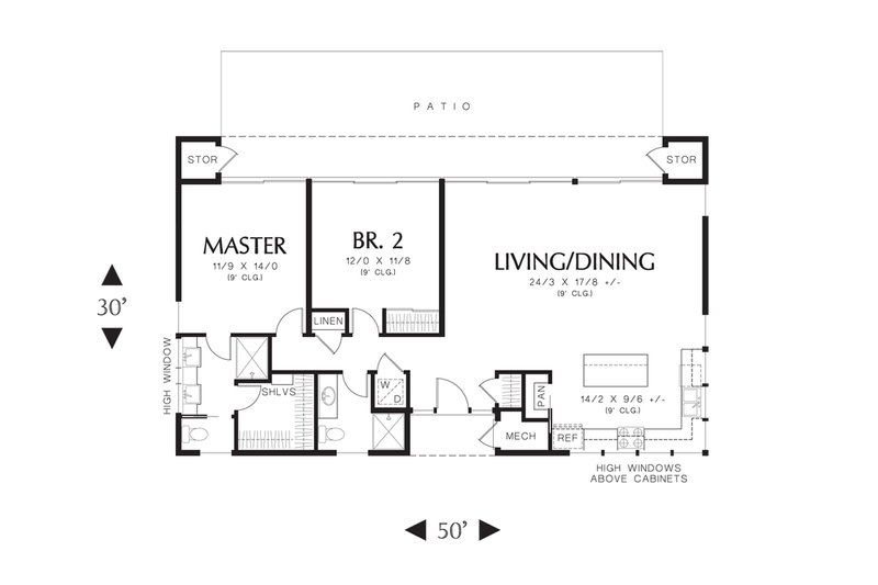 Modern Style House Plan - 2 Beds 2 Baths 1286 Sq/Ft Plan #48-469 ...