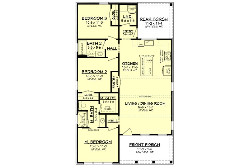 Farmhouse Style House Plan - 3 Beds 2 Baths 1295 Sq/Ft Plan #430-328 ...