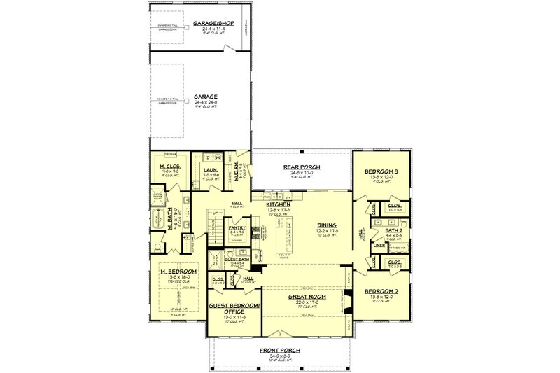 Farmhouse Style House Plan - 4 Beds 3 Baths 2585 Sq/Ft Plan #430-366 ...