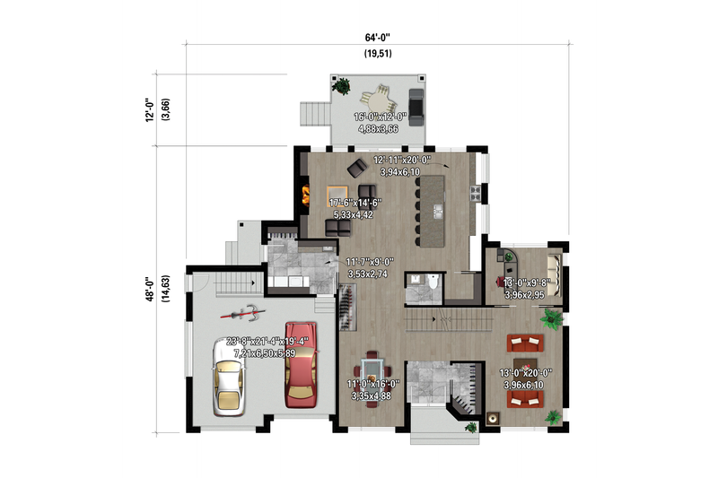 Contemporary Style House Plan - 4 Beds 2 Baths 3449 Sq/Ft Plan #25-4988 ...