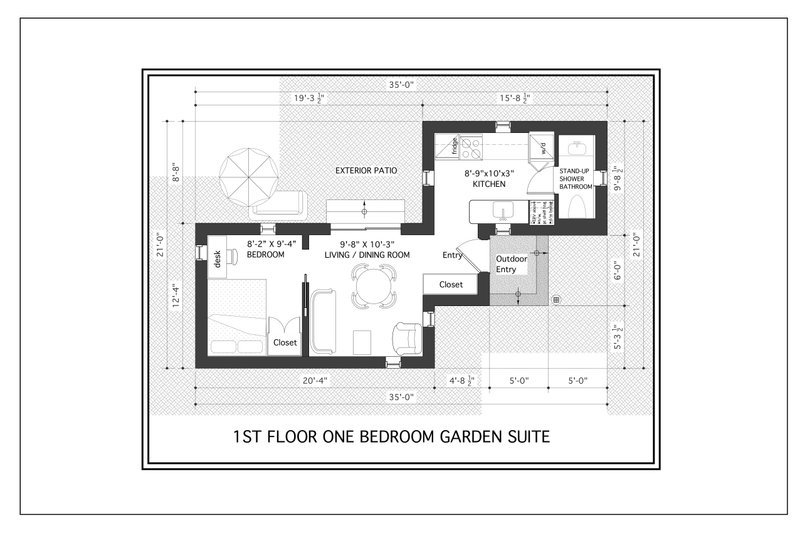 Modern Style House Plan - 1 Beds 1 Baths 430 Sq/Ft Plan #905-7 ...
