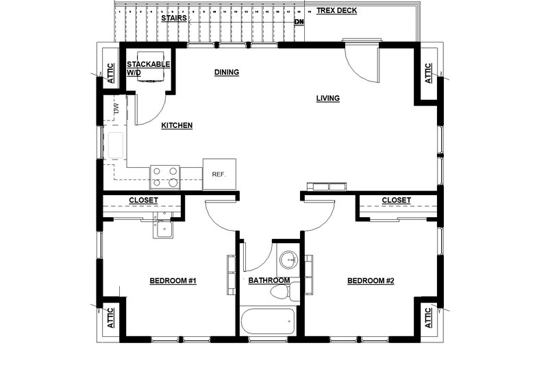 Craftsman Style House Plan - 2 Beds 1 Baths 780 Sq/Ft Plan #895-121 ...
