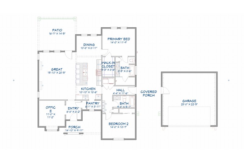 Tudor Style House Plan - 2 Beds 2 Baths 1616 Sq/Ft Plan #1109-2 ...