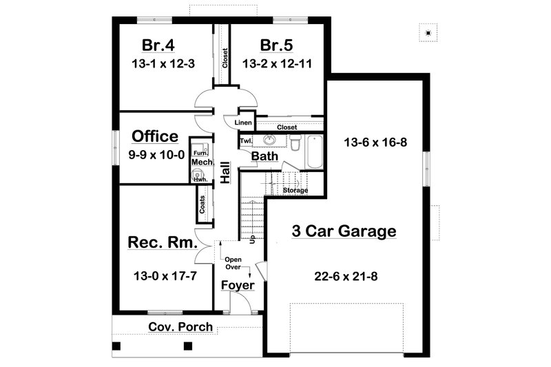 Farmhouse Style House Plan - 5 Beds 3 Baths 2839 Sq/Ft Plan #126-254 ...