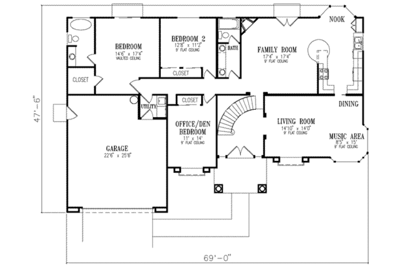 Mediterranean Style House Plan - 4 Beds 3 Baths 2584 Sq/Ft Plan #1-622 ...