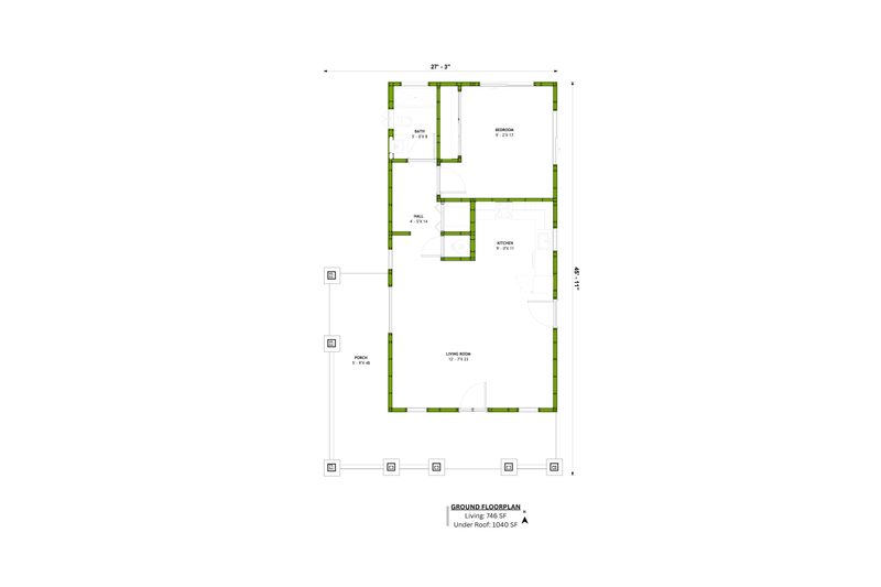 Craftsman Style House Plan - 1 Beds 1 Baths 746 Sq/Ft Plan #1106-51 - HomePlans.com