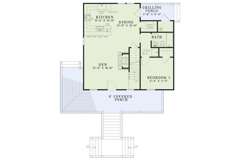 Country Style House Plan - 3 Beds 2 Baths 1397 Sq/Ft Plan #17-3287 ...