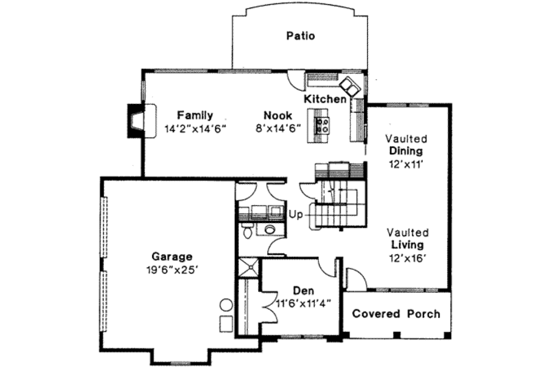Mediterranean Style House Plan - 4 Beds 3 Baths 2226 Sq/Ft Plan #124 ...