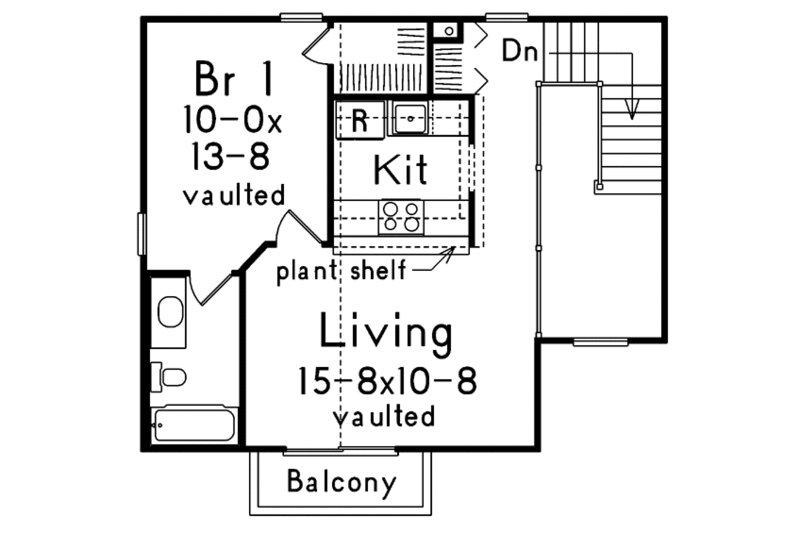 Contemporary Style House Plan - 1 Beds 1 Baths 654 Sq/Ft Plan #57-149 ...