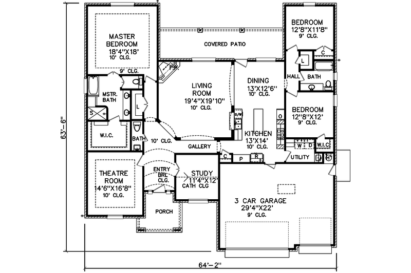 Ranch Style House Plan - 3 Beds 2.5 Baths 2570 Sq/Ft Plan #65-529 ...