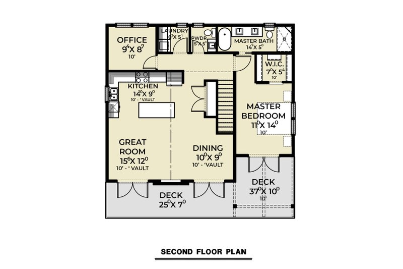 Contemporary Style House Plan - 2 Beds 2.5 Baths 1454 Sq/Ft Plan #1070 ...