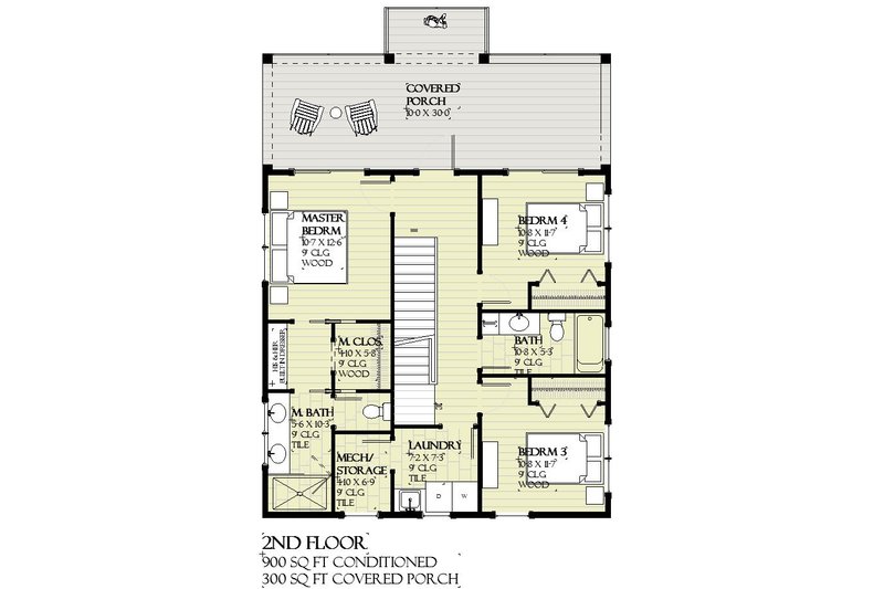 Beach Style House Plan - 5 Beds 4.5 Baths 2447 Sq/Ft Plan #901-156 ...
