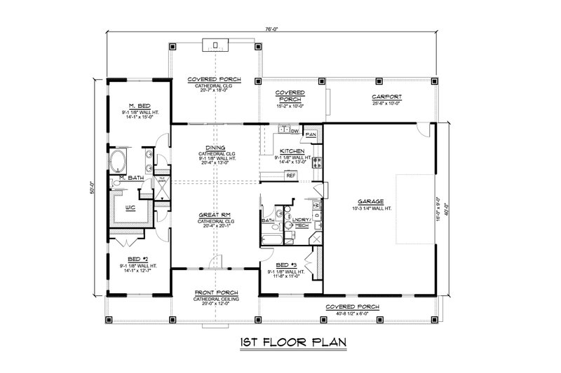 Barndominium Style House Plan - 3 Beds 2 Baths 2030 Sq/Ft Plan #1064 ...