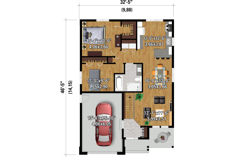 Farmhouse Style House Plan - 2 Beds 1 Baths 1051 Sq/Ft Plan #25-4945 ...