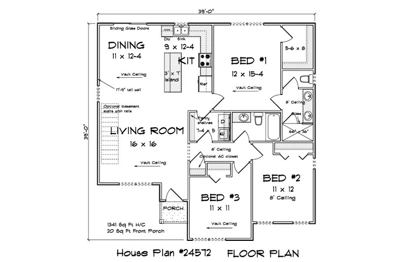 Modern Style House Plan - 3 Beds 2 Baths 1341 Sq/Ft Plan #513-2365 ...