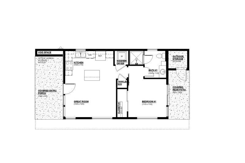 Modern Style House Plan - 1 Beds 1 Baths 600 Sq/Ft Plan #895-148 ...
