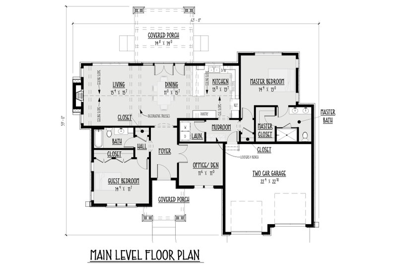 Craftsman Style House Plan - 2 Beds 2 Baths 1689 Sq/Ft Plan #1088-10 - Dreamhomesource.com