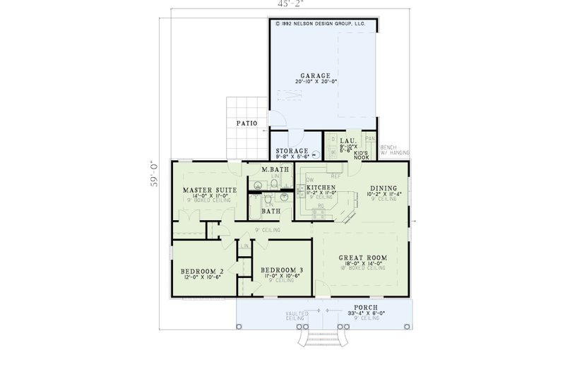 Classical Style House Plan - 3 Beds 2 Baths 1235 Sq/Ft Plan #17-3247 ...