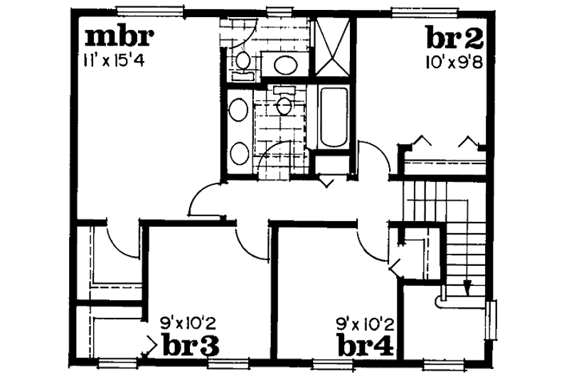 Traditional Style House Plan - 4 Beds 2.5 Baths 1996 Sq/Ft Plan #47-134 ...